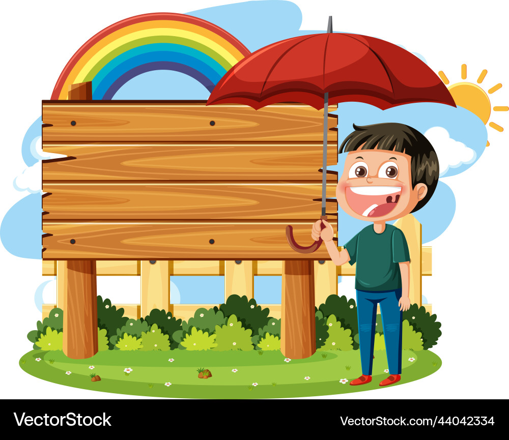Empty board template with cartoon character Vector Image