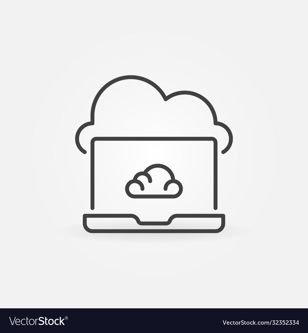 Laptop with cloud linear icon Royalty Free Vector Image