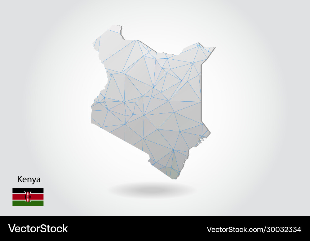 Map kenya with trendy triangles design Royalty Free Vector