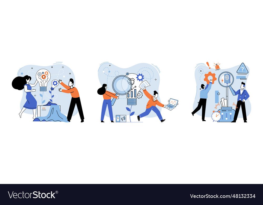 Team solving complex problems teamwork Royalty Free Vector