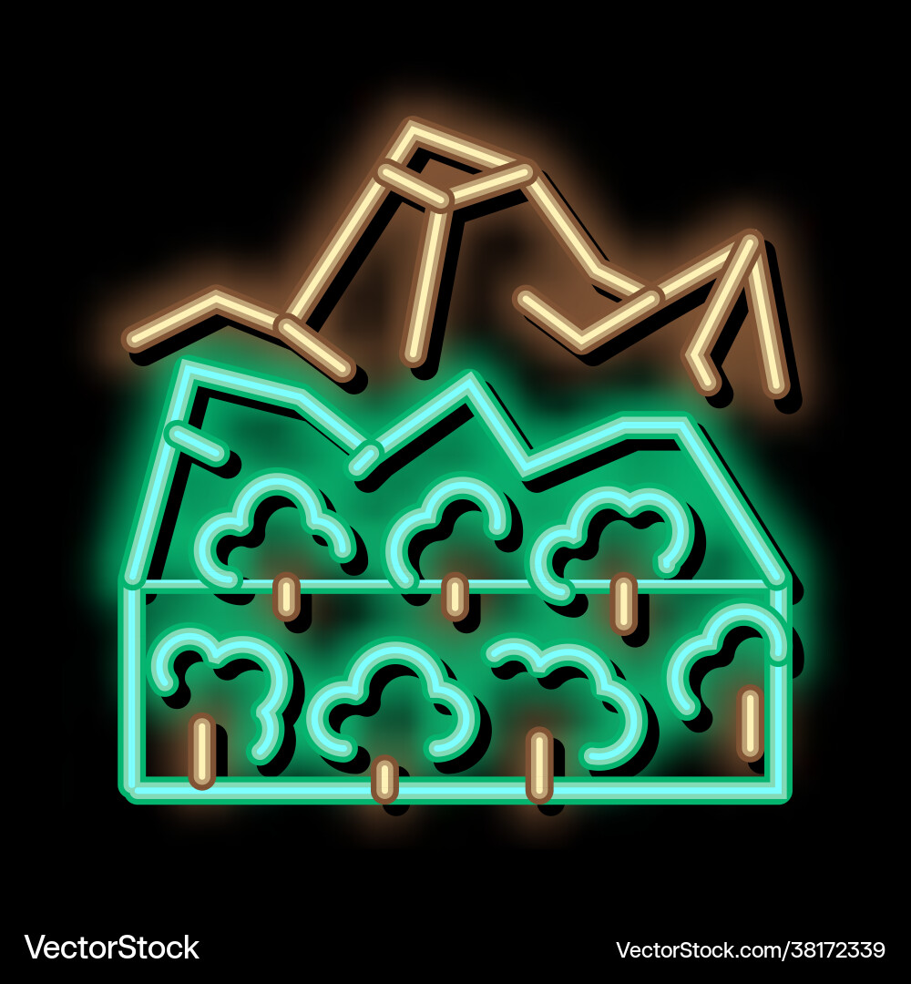 Jungle forest and mountain neon glow icon Vector Image