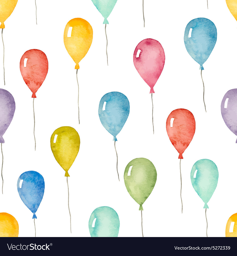 Watercolor seamless pattern with colorful balloons Watercolor seamless pattern with colorful balloons