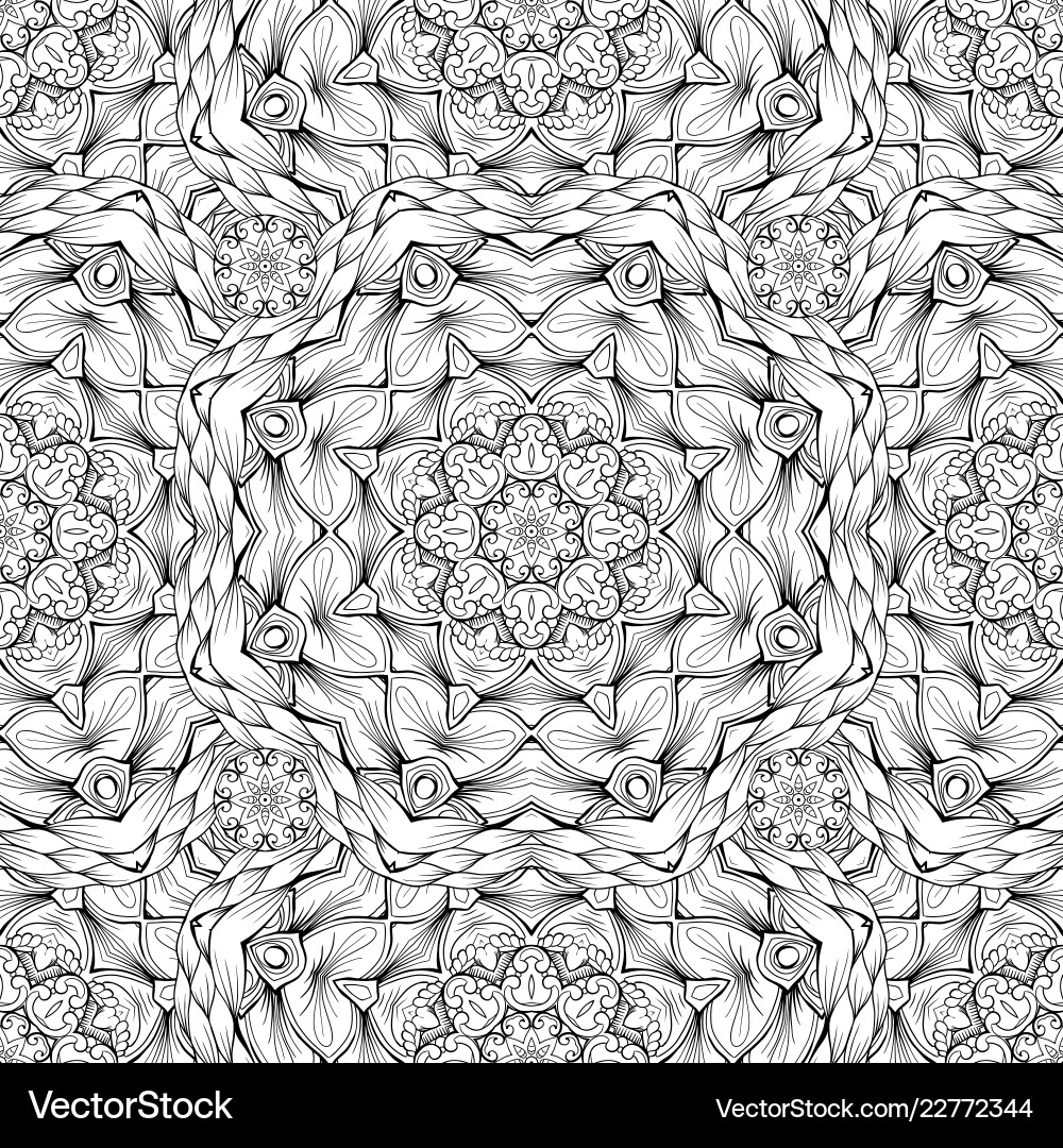 Black and white oodles kaleidoscope Royalty Free Vector