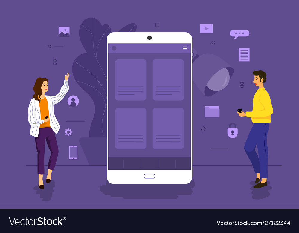 Creative working mobile application Royalty Free Vector