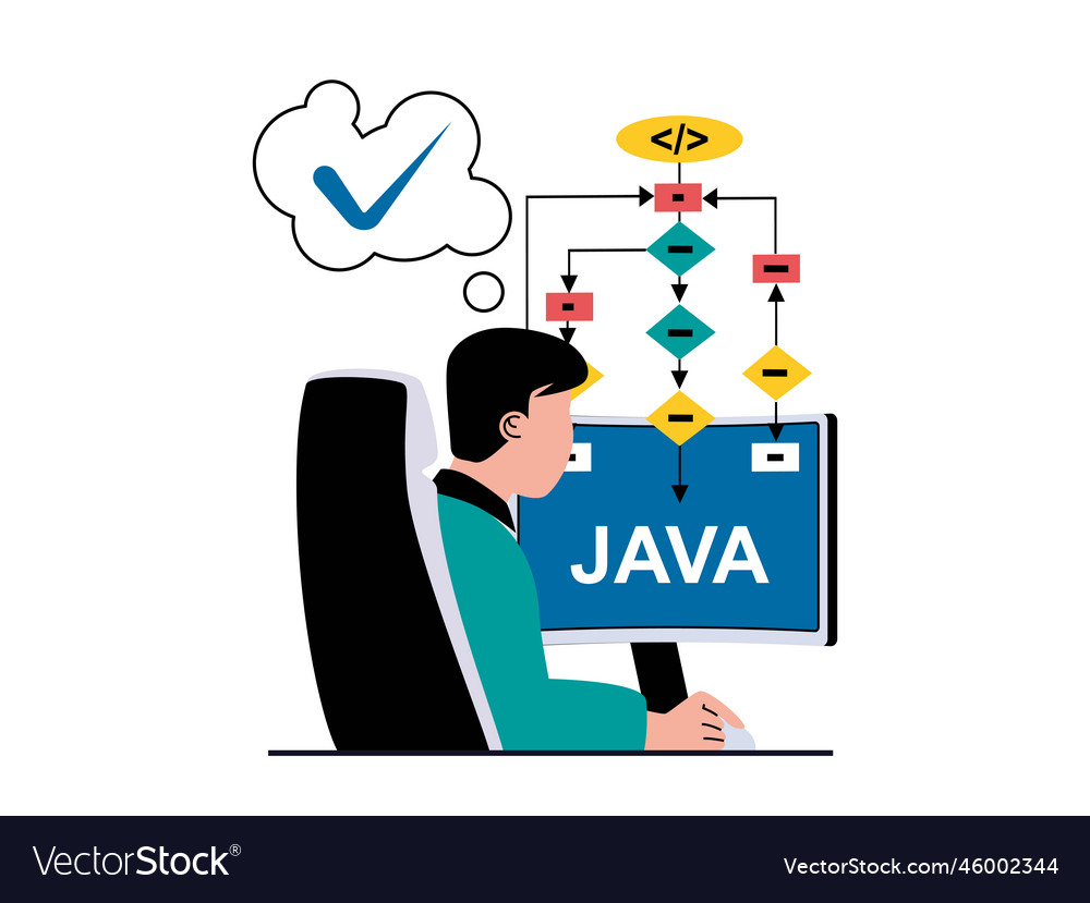 Programming software concept with character Vector Image Programming software concept with character Vector Image