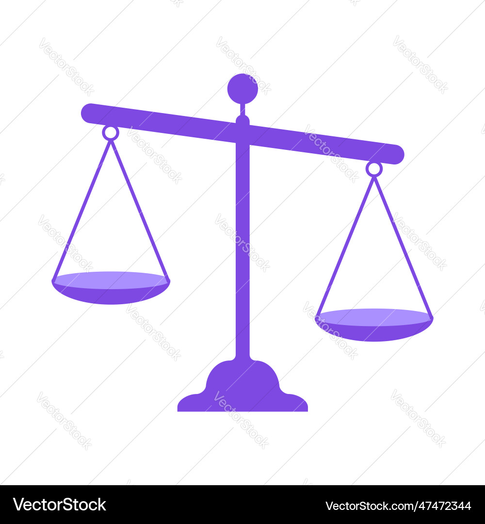 Purple justice scale symbol isolated flat Vector Image