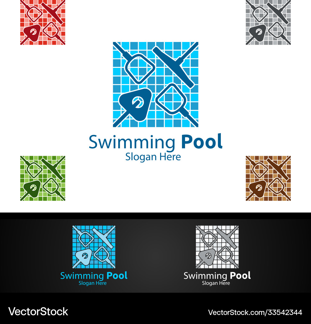 Swimming pool service logo with cleaning Vector Image