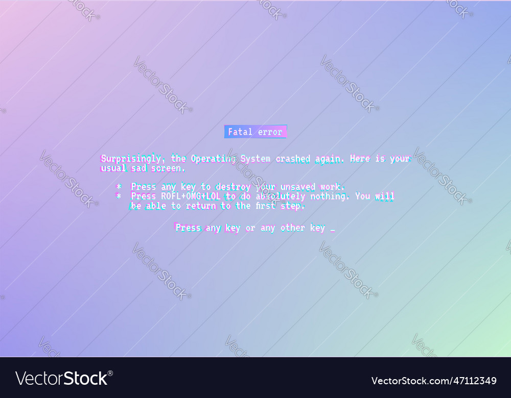 Blue screen with operating system error message Vector Image