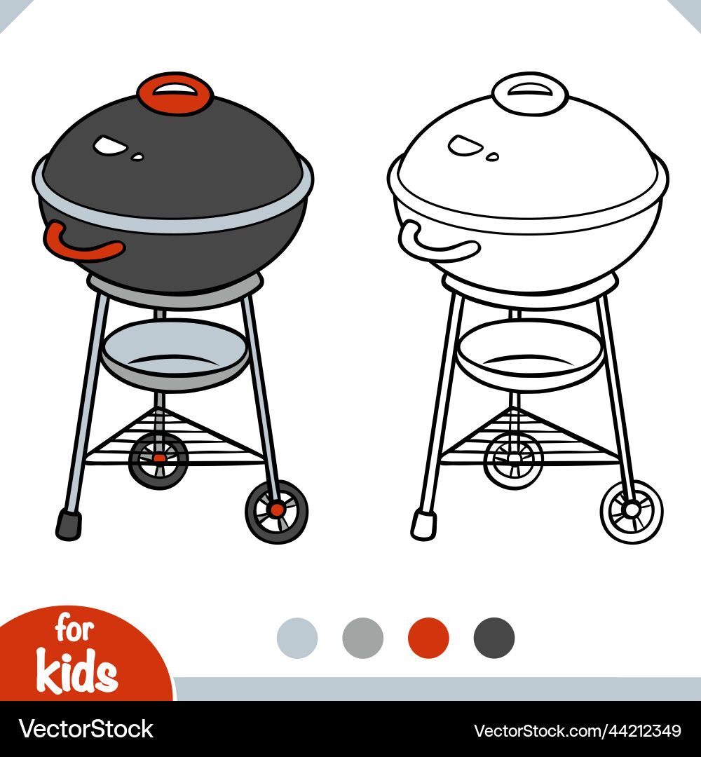 Coloring book barbecue kettle grill black Vector Image