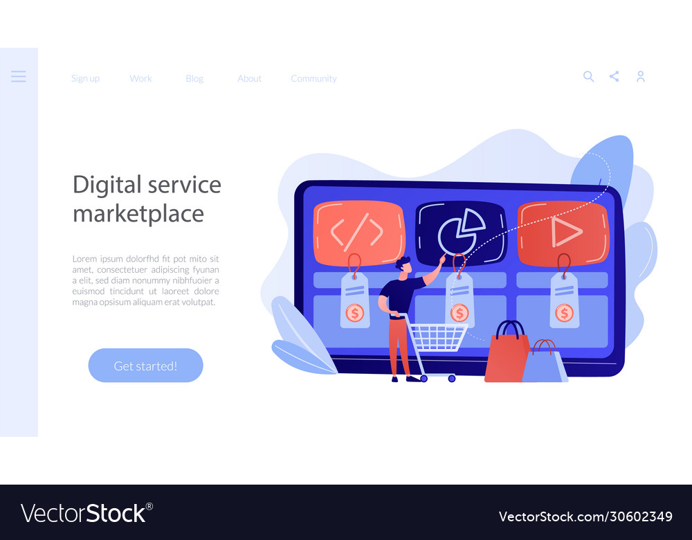 Digital service marketplace concept landing page Vector Image Digital service marketplace concept landing page Vector Image
