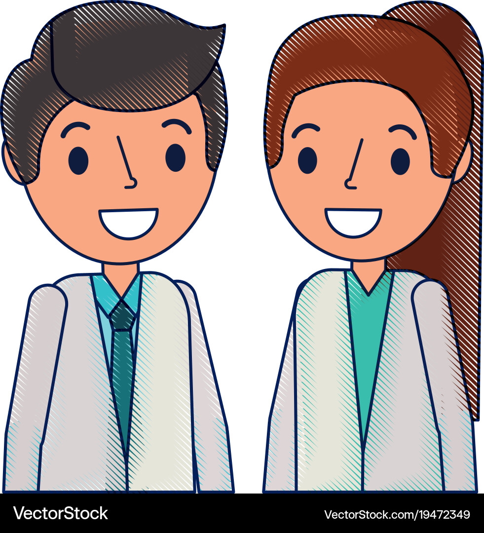 Doctors couple avatars characters Royalty Free Vector Image