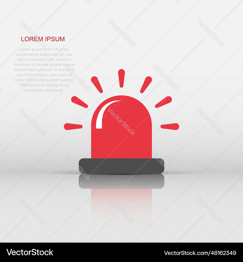 Emergency alarm icon in flat style alert lamp Vector Image