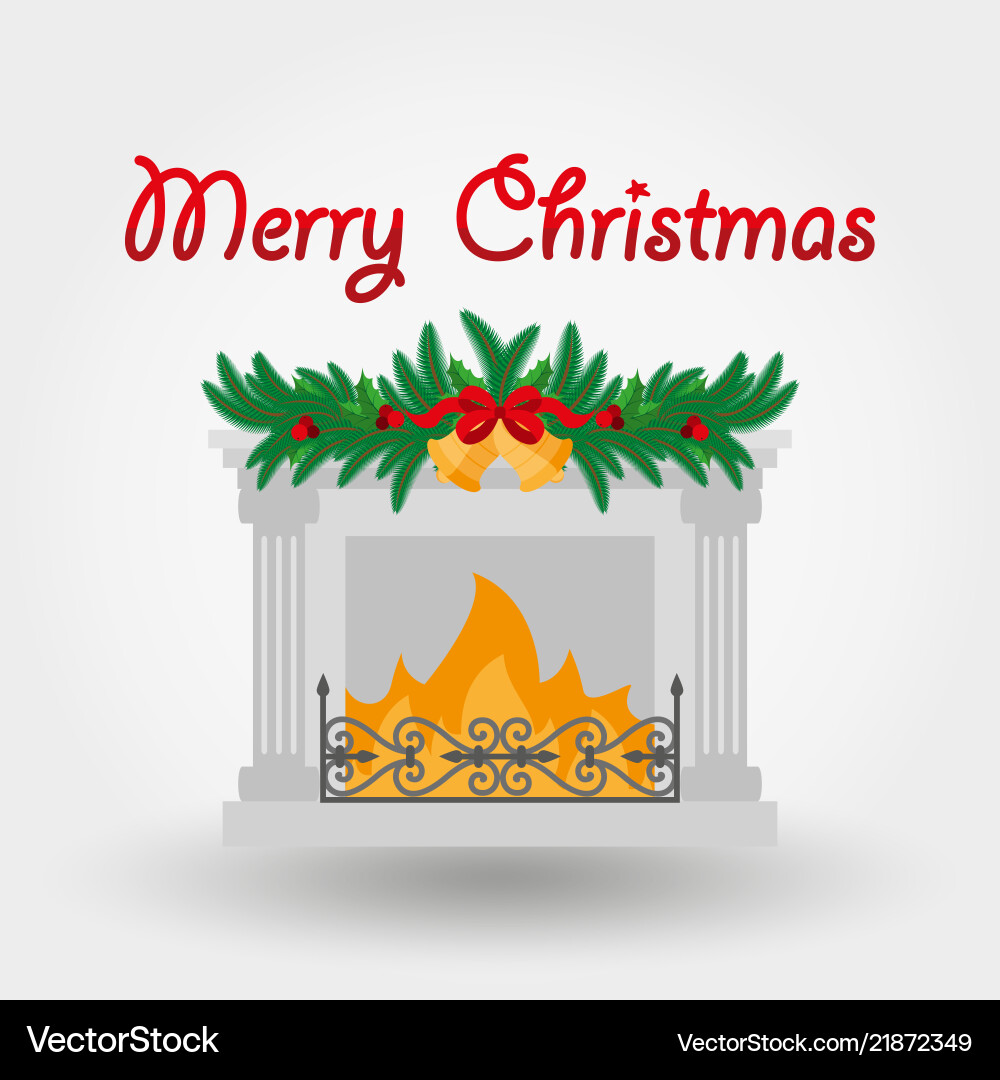 Fireplace with christmas decorations icon Vector Image