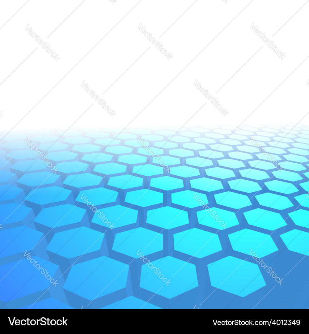 Hexagon tile perspective blue background Vector Image
