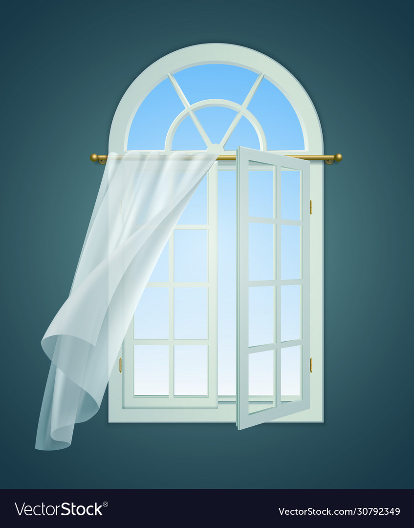 Open window leaf composition Royalty Free Vector Image