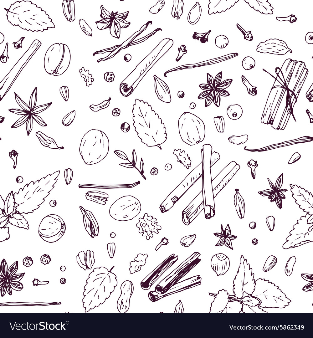 Seamless pattern with spices Royalty Free Vector Image Seamless pattern with spices Royalty Free Vector Image