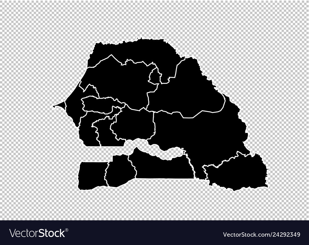 Senegal map - high detailed black Royalty Free Vector Image Senegal map - high detailed black Royalty Free Vector Image