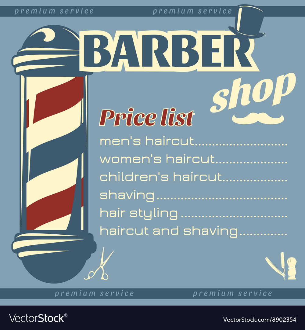 Barbershop Price List Template Royalty Free Vector Image