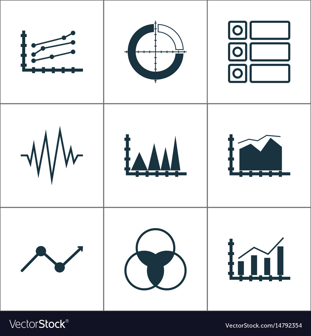 Set of graphs diagrams and statistics icons Vector Image