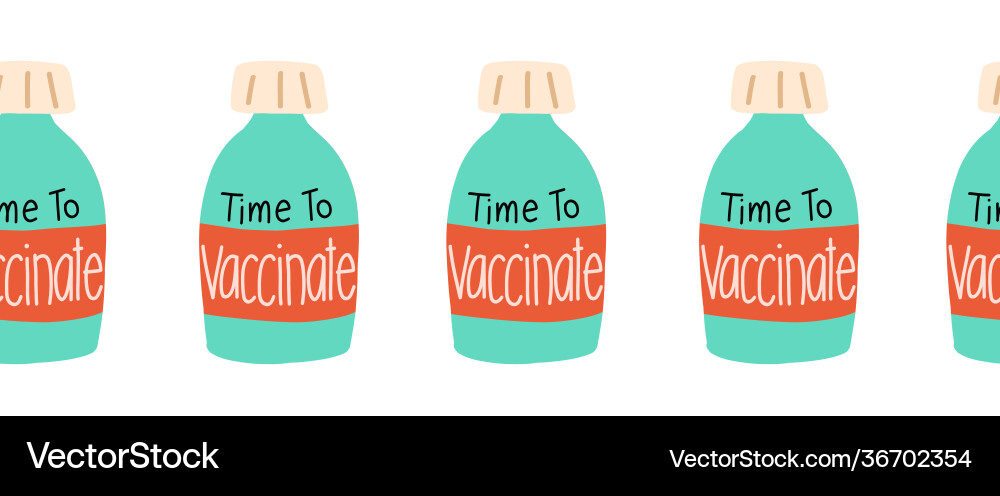 Vaccine bottles seamless border repeating Vector Image