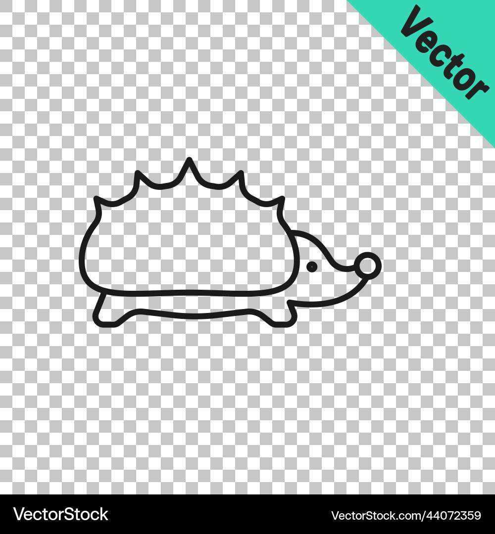 Black line hedgehog icon isolated on transparent Vector Image