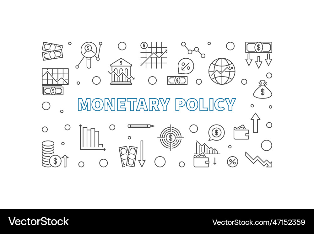 Monetary policy horizontal banner macroeconomics Vector Image