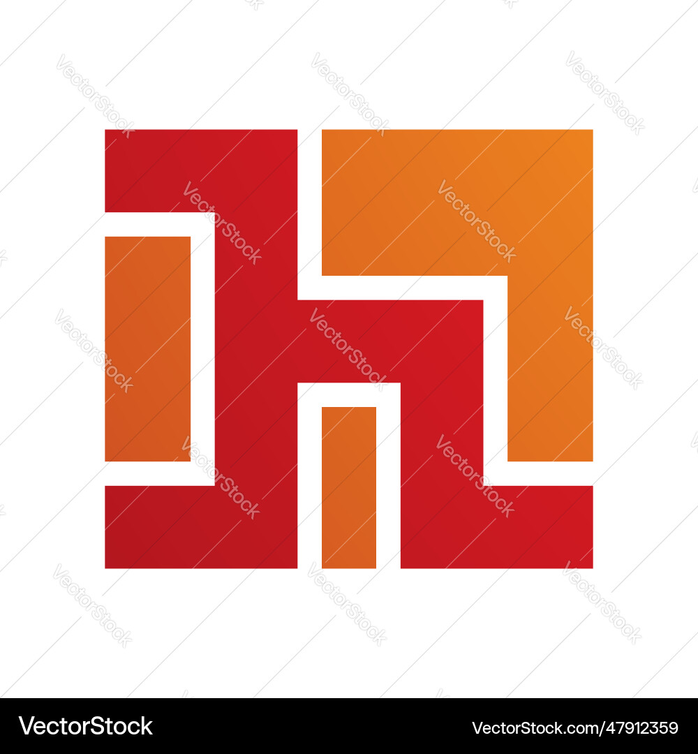Red and orange square shaped letter h icon Vector Image