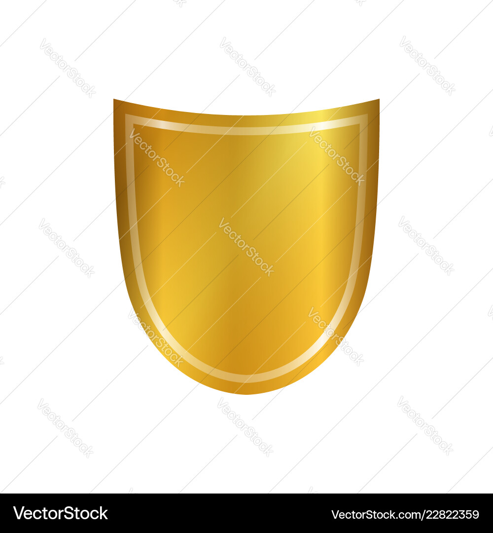 Shield gold icon shape emblem Royalty Free Vector Image