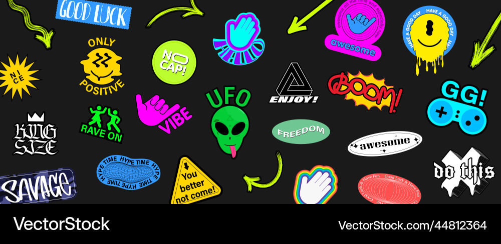 Colorful sticker pack collection in flat style Vector Image