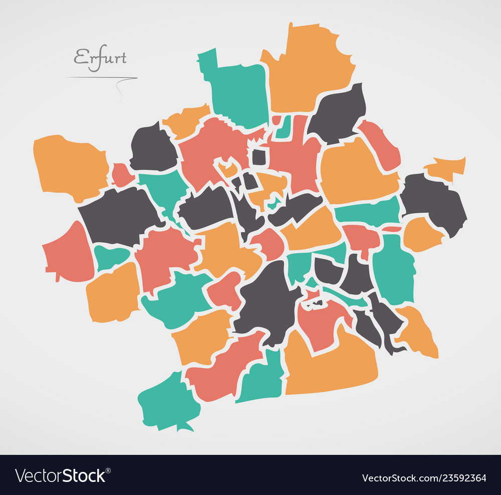 Erfurt map with boroughs and modern round shapes Vector Image