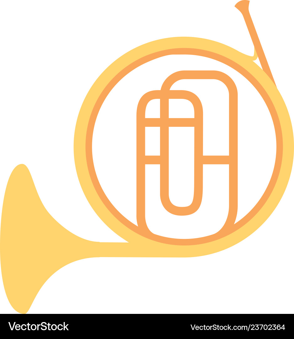 French horn instrument on white background Vector Image