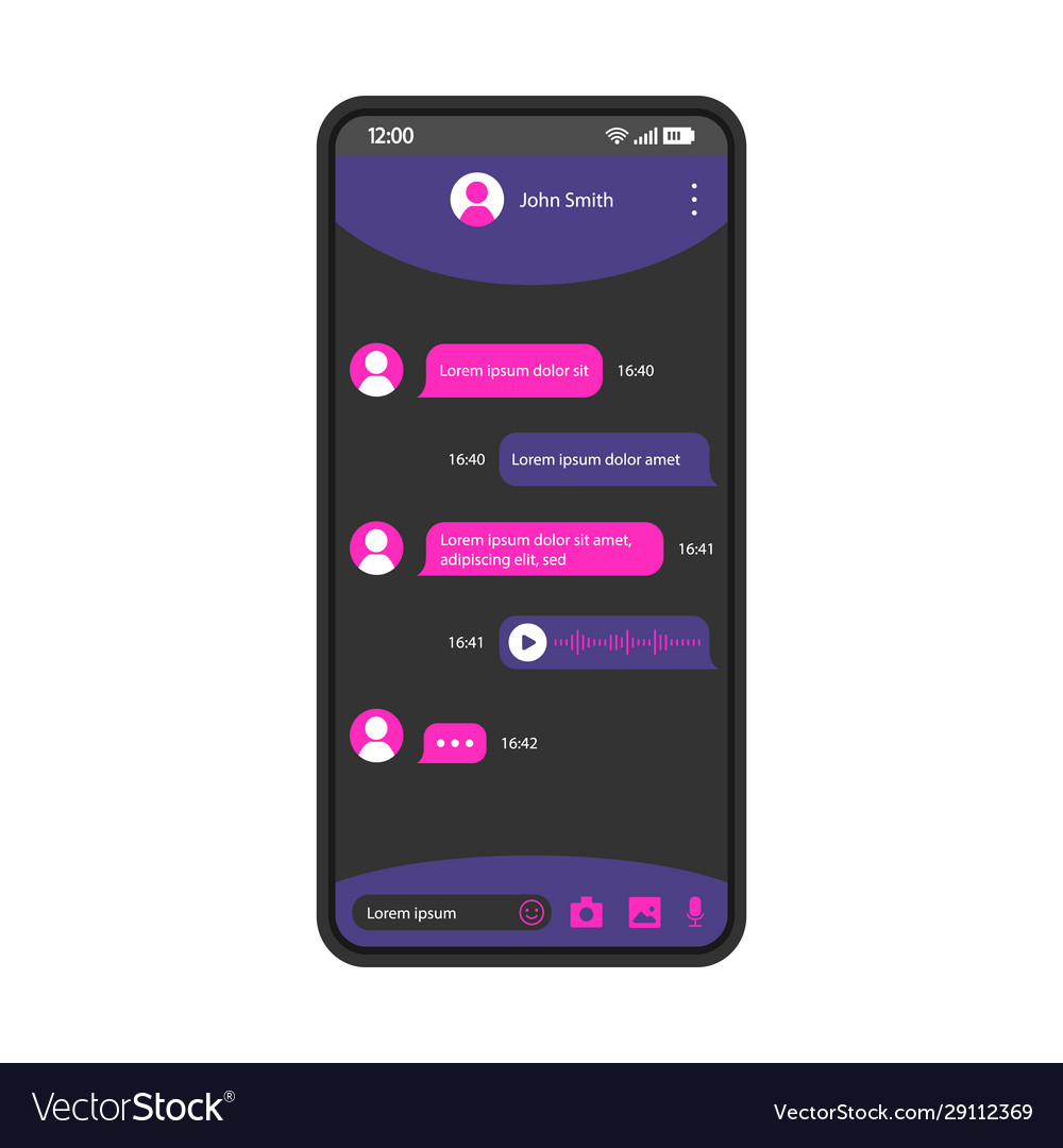 Chatting app smartphone interface template Vector Image Chatting app smartphone interface template Vector Image