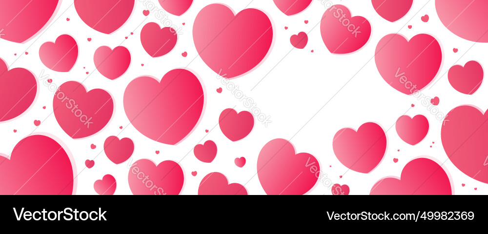 Red pink hearts valentines day frame border Vector Image