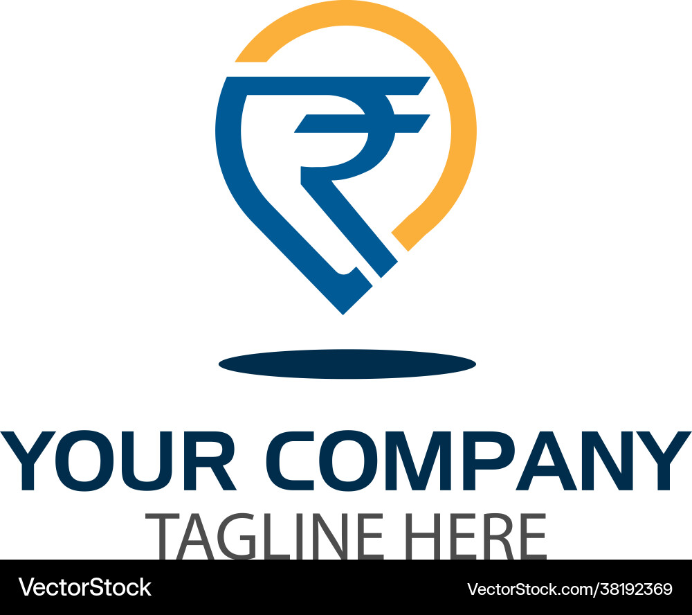 Rupee shield logo flat design Royalty Free Vector Image
