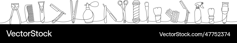Barber shop one line continuous drawing clipper Vector Image