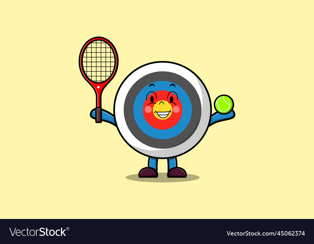 Cute cartoon archery target playing tennis field Vector Image Cute cartoon archery target playing tennis field Vector Image
