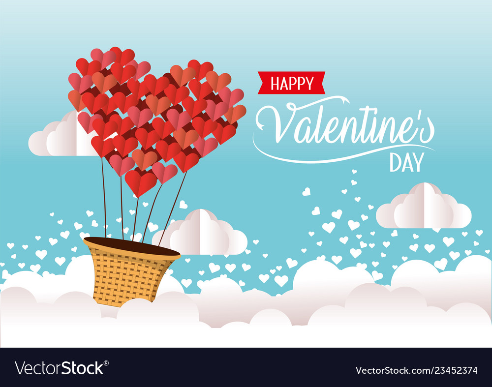 Hearts air balloon to valentine celebration Vector Image