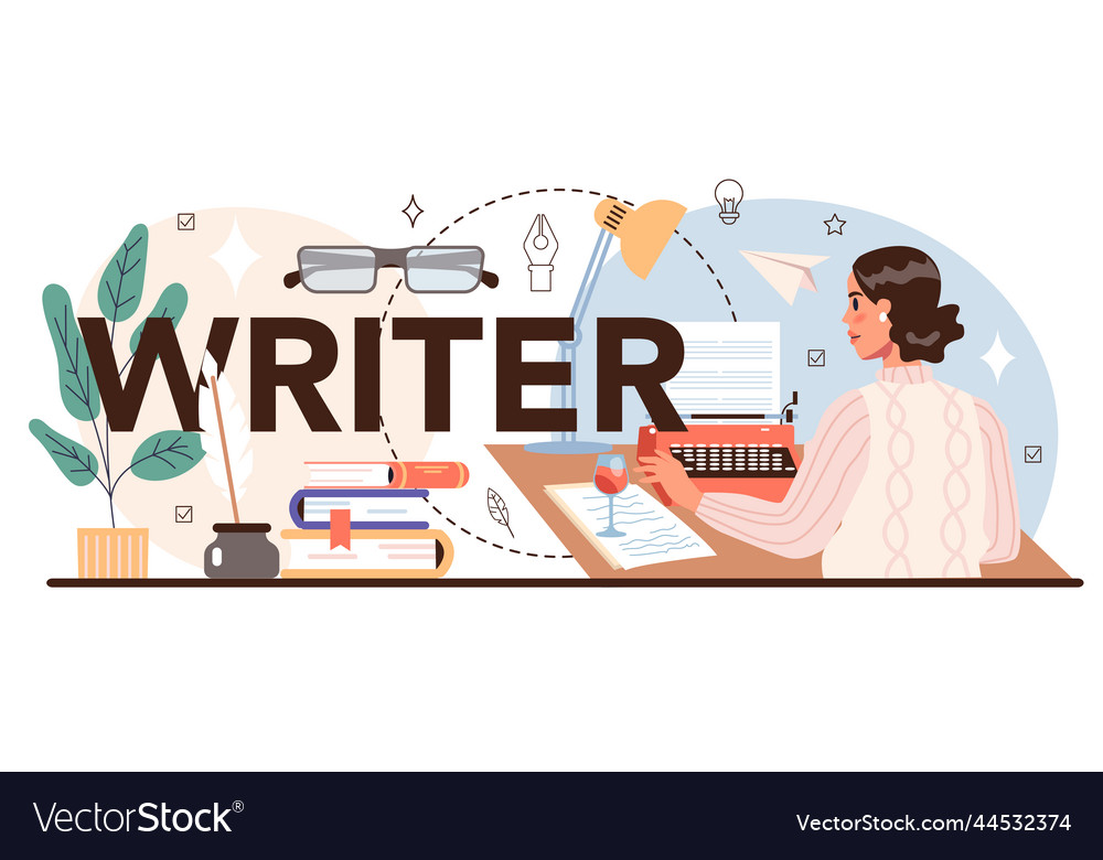 Professional writer typographic header author Vector Image