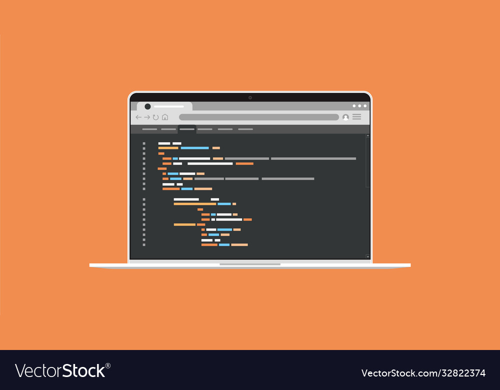 Software source programming code on laptop screen Vector Image Software source programming code on laptop screen Vector Image