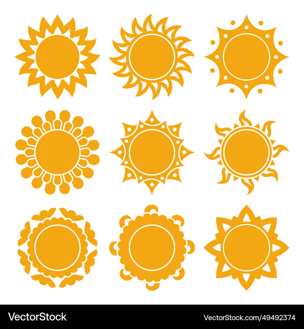Sun abstract boho silhouette set ethnic suns Vector Image