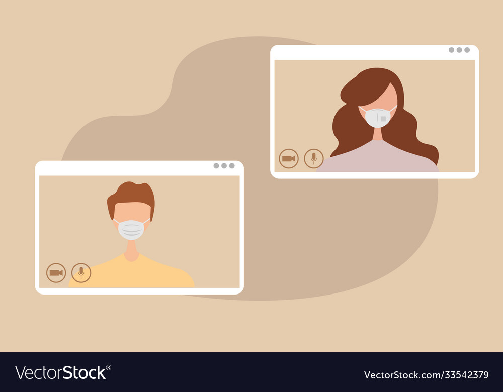 Character using a video call interface Royalty Free Vector