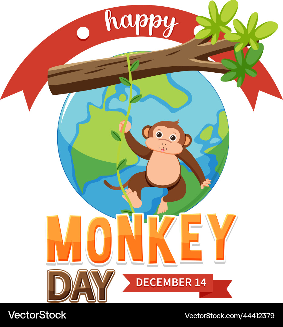Monkey day text banner design Royalty Free Vector Image