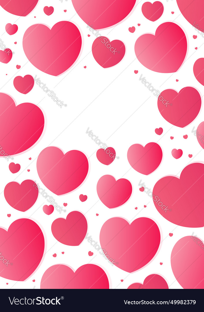 Red pink hearts valentines day frame border Vector Image