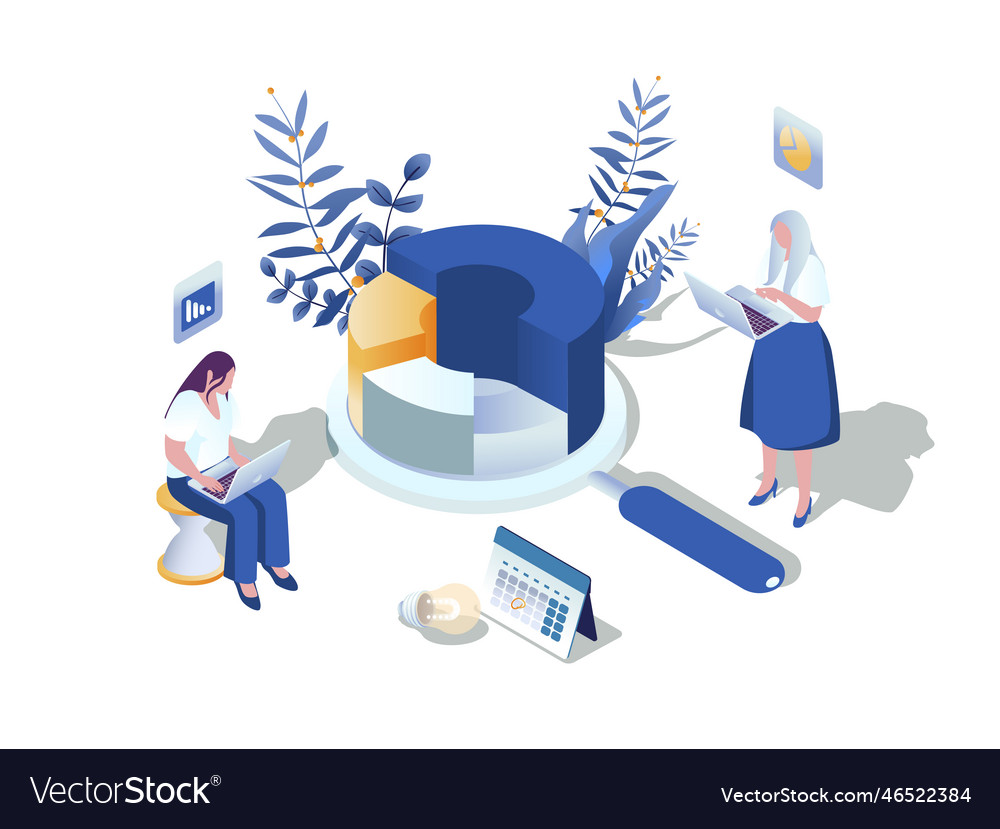 Big Data Analytics Concept 3d Isometric Web Scene Vector Image