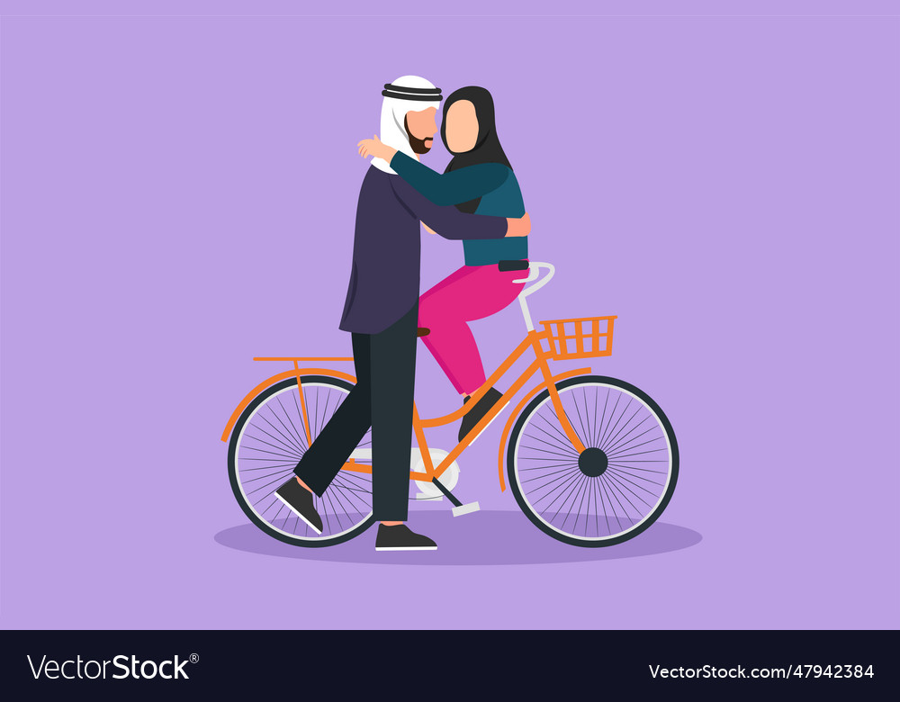 Cartoon Flat Style Drawing Romantic Arab Couple Vector Image
