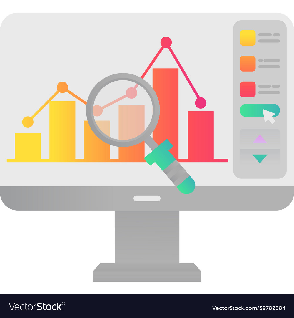 Data analysis icon financial chart on pc Vector Image