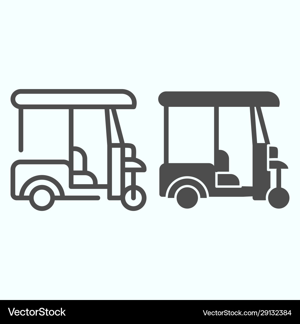 Golf buggy line and solid icon cart Royalty Free Vector