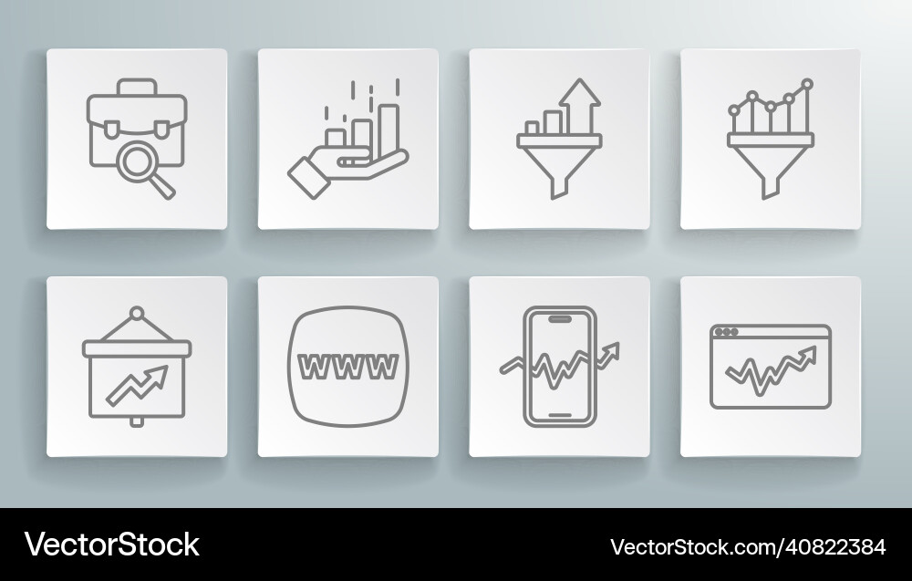 Set line board with graph financial growth Vector Image