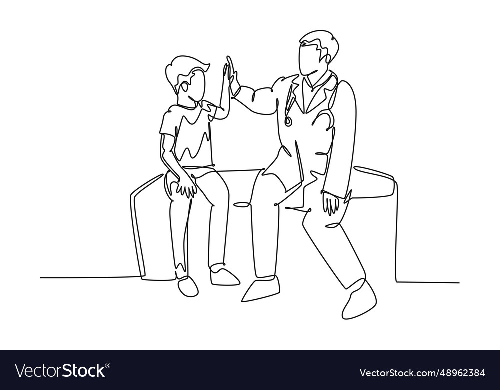 Single continuous line drawing young happy male Vector Image