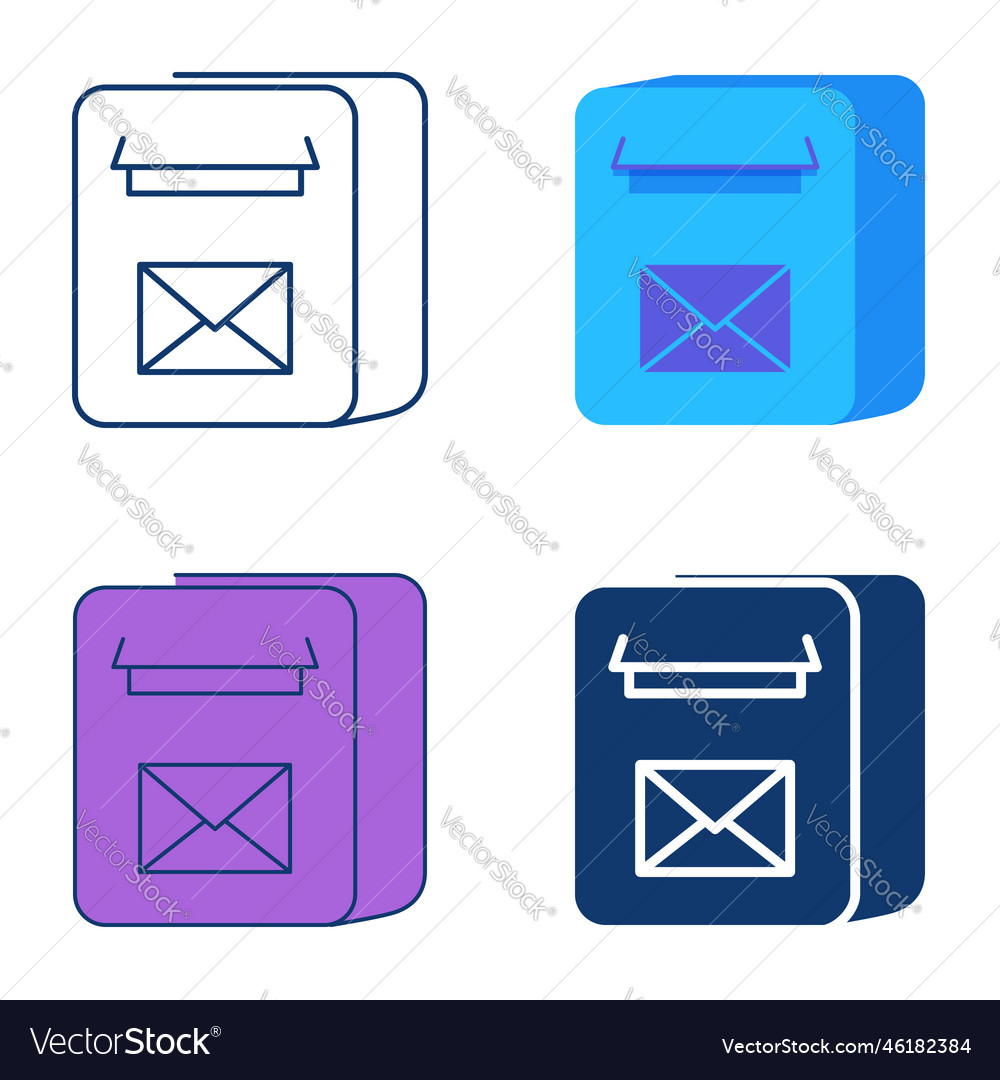 Square mailbox icon set in flat and line style Vector Image